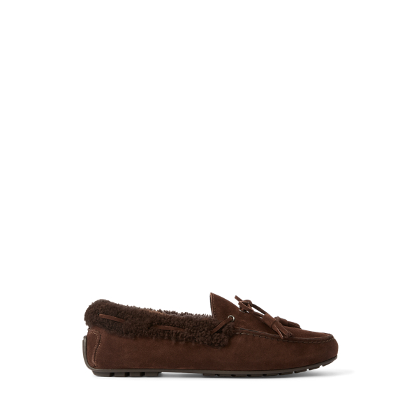 English Brown Harold Shearling-Lined Calf-Suede Driver Purple Label 1