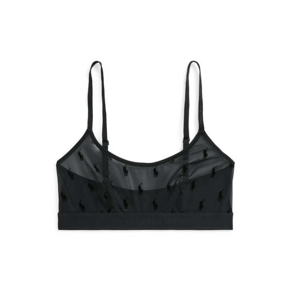 Mesh bralette met lage hals en Pony voor dames | Ralph Lauren® NL