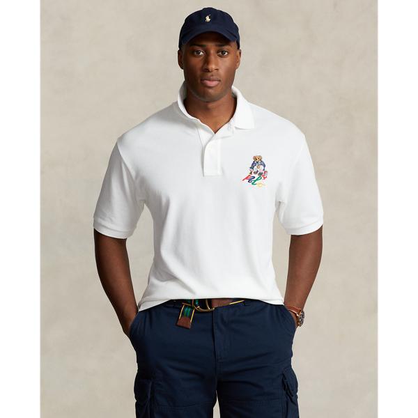 White Paint Bear Polo Bear Mesh Polo Shirt Big & Tall 1