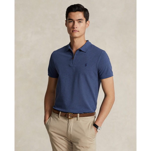 Custom slim mesh Polo-shirt met rits voor heren | Ralph Lauren® NL