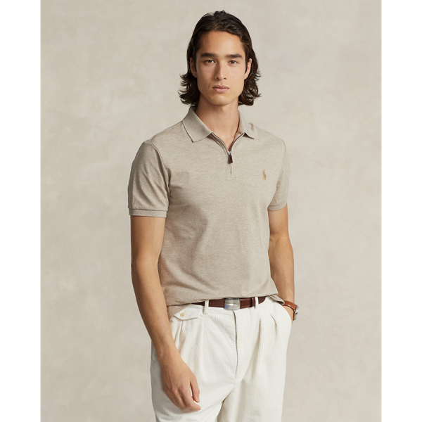 Custom Slim Stretch Mesh Zip Polo Shirt for Men | Ralph Lauren® UK