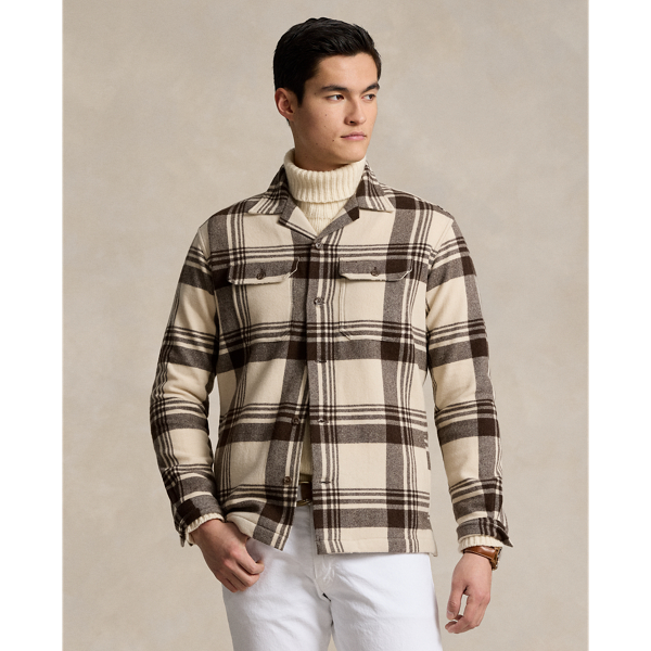 Plaid Wool Camp Overshirt for Men | Ralph Lauren® UK