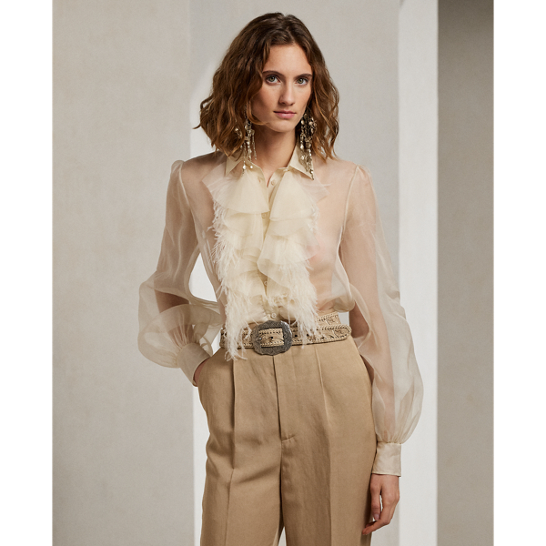Camisa Dyllon con ribete de volantes para mujer | Ralph Lauren® ES