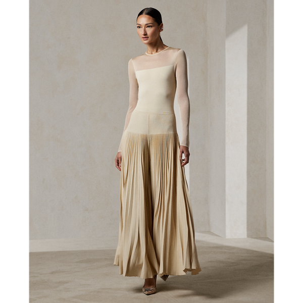 Macacão de perna larga com plissado para mulher | Ralph Lauren® PT