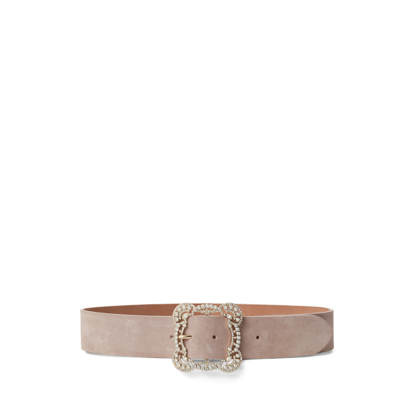Crystal-Buckle Calf-Suede Belt for Women | Ralph Lauren® UK