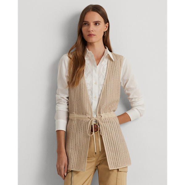 Woven Leather and Cotton-Blend Twill Vest | Ralph Lauren® Australia