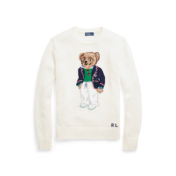 Baumwoll-Rundhalspullover mit Polo Bear für Damen | Ralph Lauren® DE