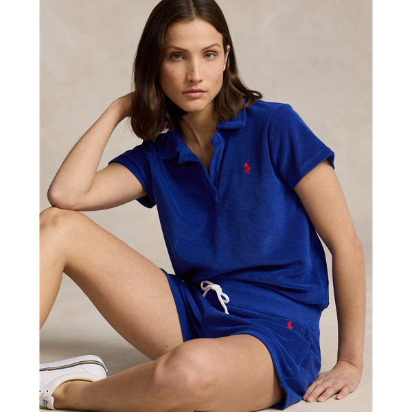 Polo court en molleton de coton éponge pour femme | Ralph Lauren® FR
