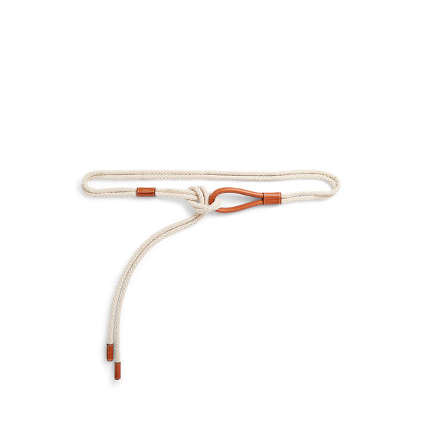 Natural/Cuoio Leather-Trim Cotton Rope Belt Polo Ralph Lauren 1