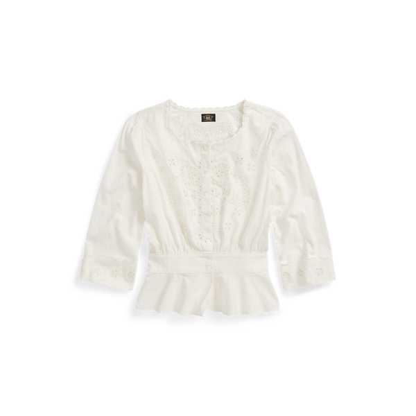 Paper White Eyelet Embroidered Peplum Blouse Rrl 1