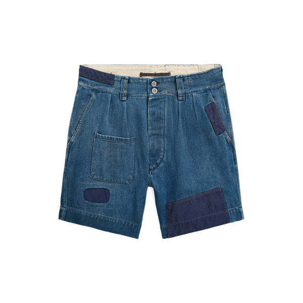 Repaired Bowden Wash Repaired Indigo Cotton-Linen Short RRL 1