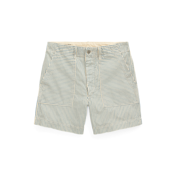 Striped Cotton-Linen Field Short