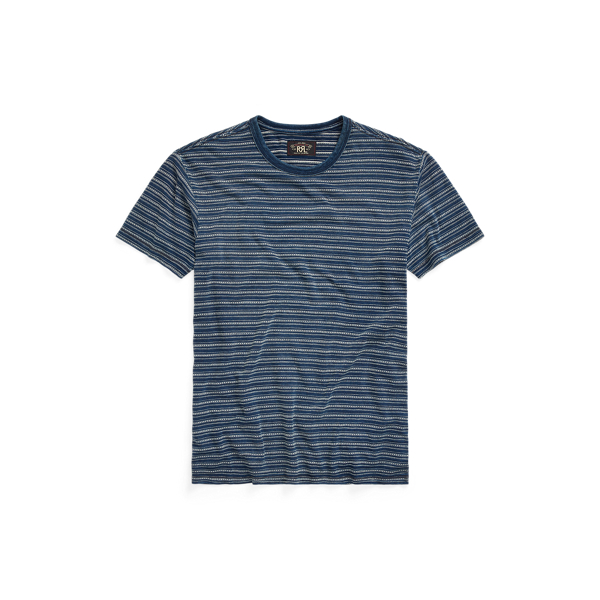 Blue/Multi Indigo Striped Jersey T-Shirt RRL 1