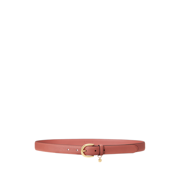 Leren riem met kruisarcering en bedeltje voor dames | Ralph Lauren® NL