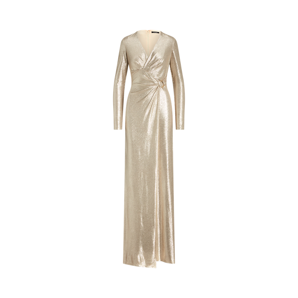 Metallic jurk met overslag, lange mouwen voor dames | Ralph Lauren® NL