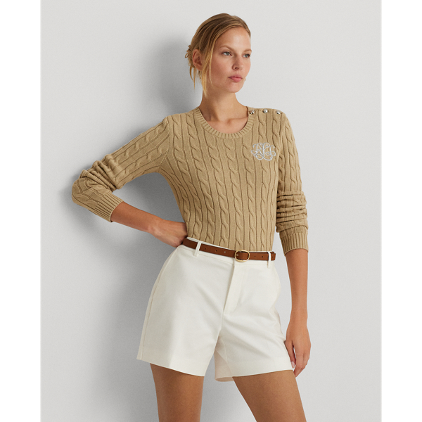 Baumwollpullover mit Zopfmuster für Damen | Ralph Lauren® DE