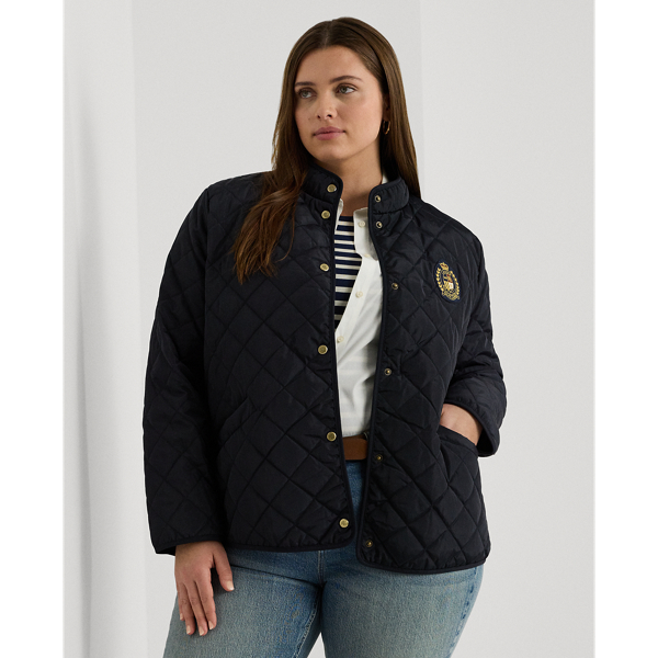 Crest-Patch Quilted Mockneck Jacket for Women | Ralph Lauren® UK