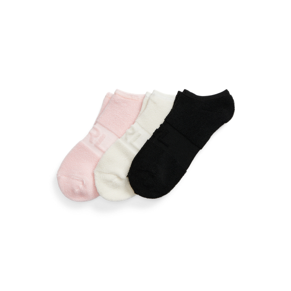 Pink/Black/White Logo Mock Rib-Knit Ankle Sock 3-Pack Lauren 1