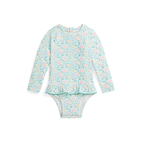 Simone Floral Floral Ruffled One-Piece Rash Guard Baby Girl 1