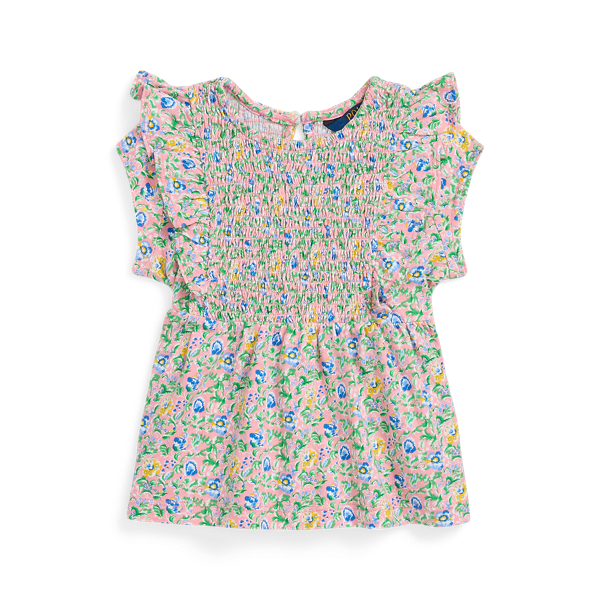 Floral Smocked Cotton Jersey Top