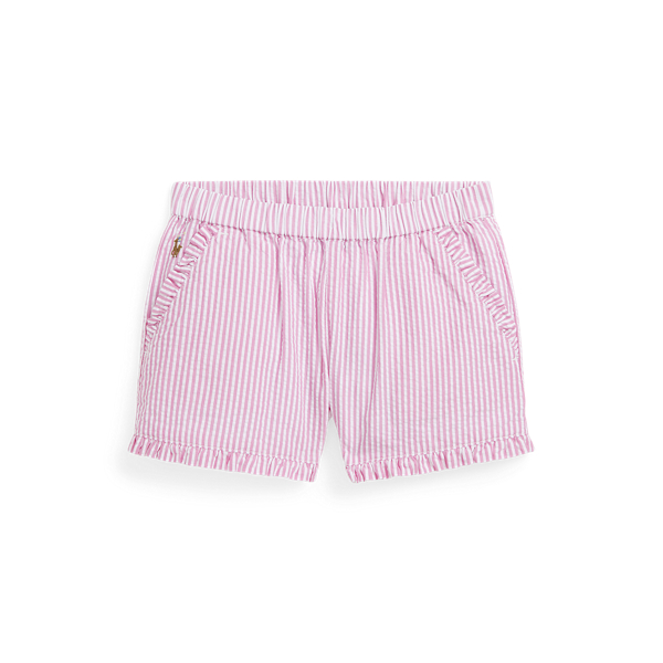 Striped Ruffled Cotton Seersucker Short