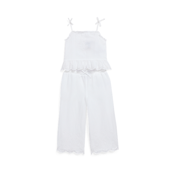 Eyelet-Embroidered Cotton Top & Pant Set