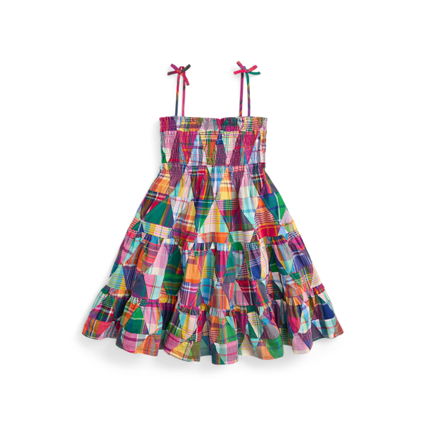 Smocked Patchwork Cotton Madras Dress | Ralph Lauren® Australia