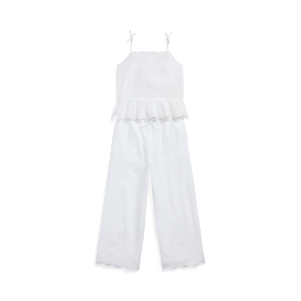 Eyelet-Embroidered Cotton Top & Pant Set
