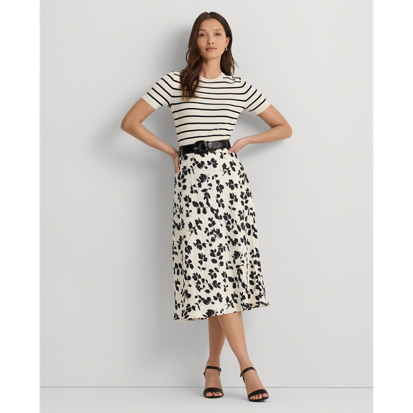 Leaf-Print Satin Charmeuse Midi Skirt for Women | Ralph Lauren® NL