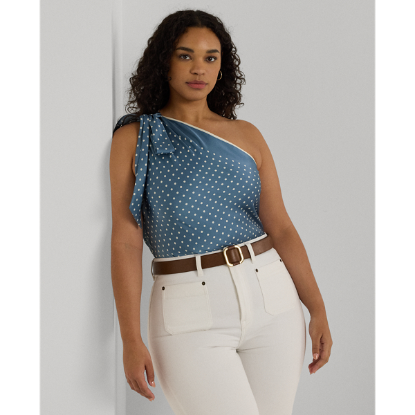 Polka-Dot Charmeuse One-Shoulder Blouse for Women | Ralph Lauren® UK