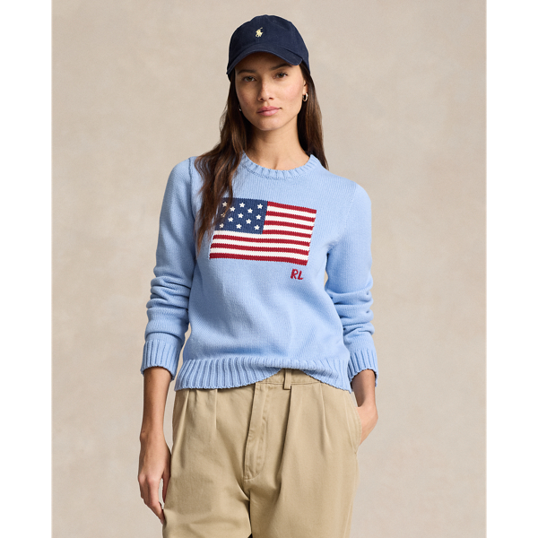 Flag Cotton Crewneck Jumper for Women | Ralph Lauren® UK