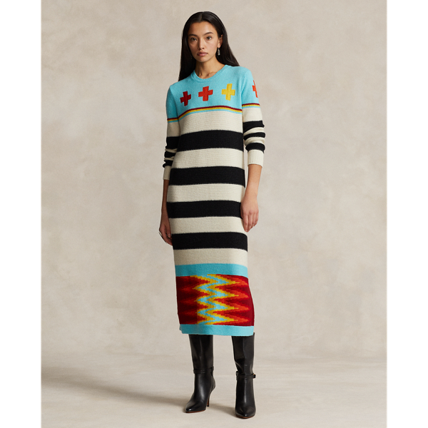 Turqouise Multi PRL x Naiomi Glasses Wool-Blend Dress Polo Ralph Lauren 1