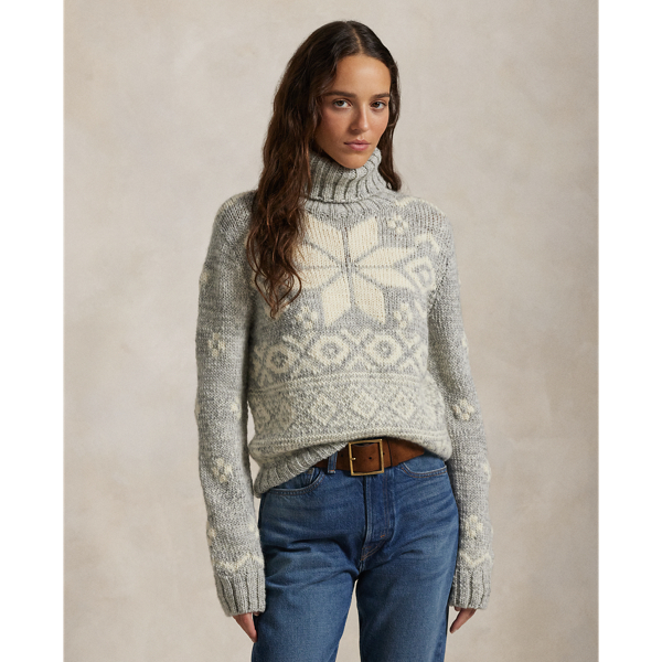 Snowflake-Motif Wool Turtleneck