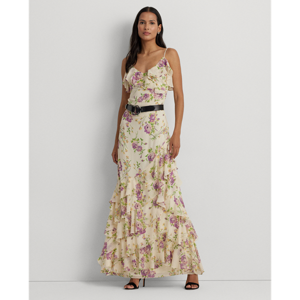 Robe gitane fleurie georgette froissée pour femme | Ralph Lauren® FR