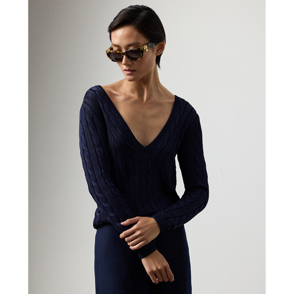 Pull col en V torsadé en soie pour femme | Ralph Lauren® FR