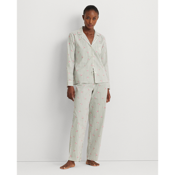 Pyjama en popeline fleuri et rayé pour femme | Ralph Lauren® BE