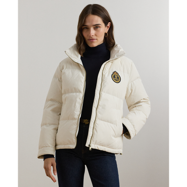 Crest-Patch Funnelneck Down Coat for Women | Ralph Lauren® UAE
