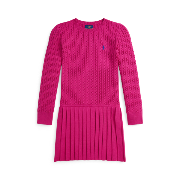 Mini-Cable Pleated Cotton Sweater Dress Girls 7-16 1