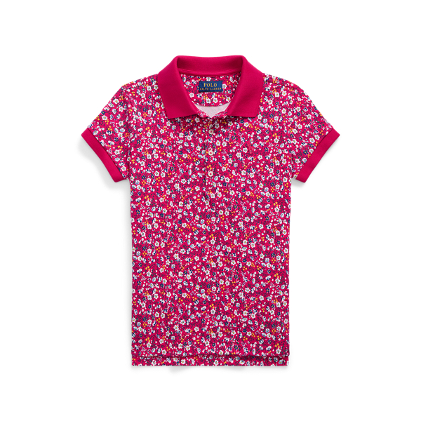 Floral Stretch Mesh Polo Shirt
