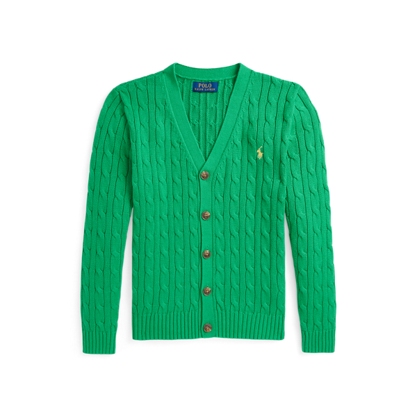 Cable-Knit Cotton V-Neck Cardigan