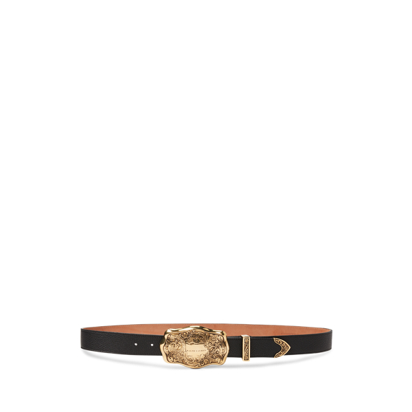 Tooled-Buckle Pebbled Calfskin Belt for Women | Ralph Lauren® UK