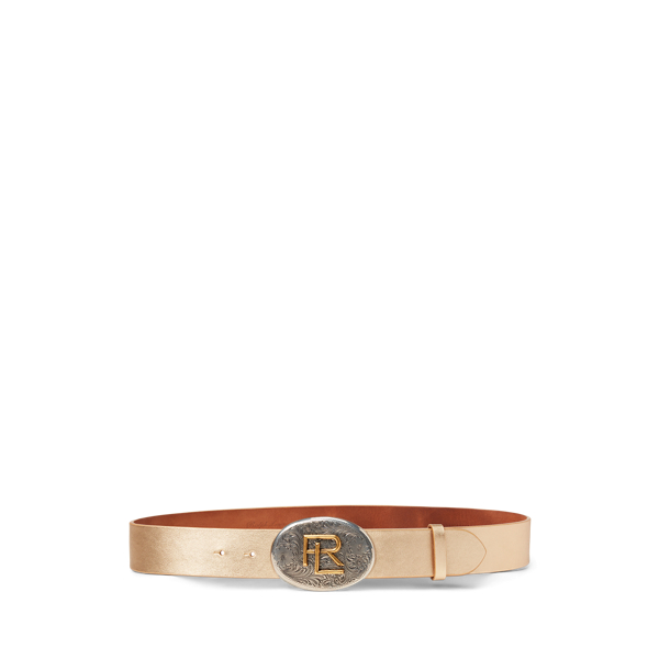 RL Tooled-Buckle Metallic Wide Belt for Women | Ralph Lauren® UK