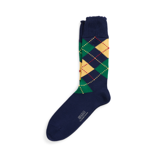 Navy Hand-Cranked Argyle Cotton Socks Polo Ralph Lauren 1