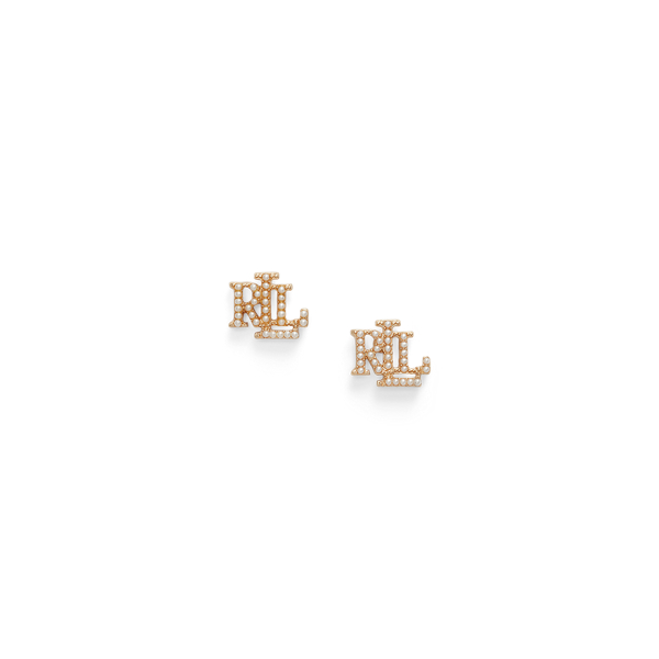 Gold-Tone Faux-Pearl Logo Studs for Women | Ralph Lauren® UK