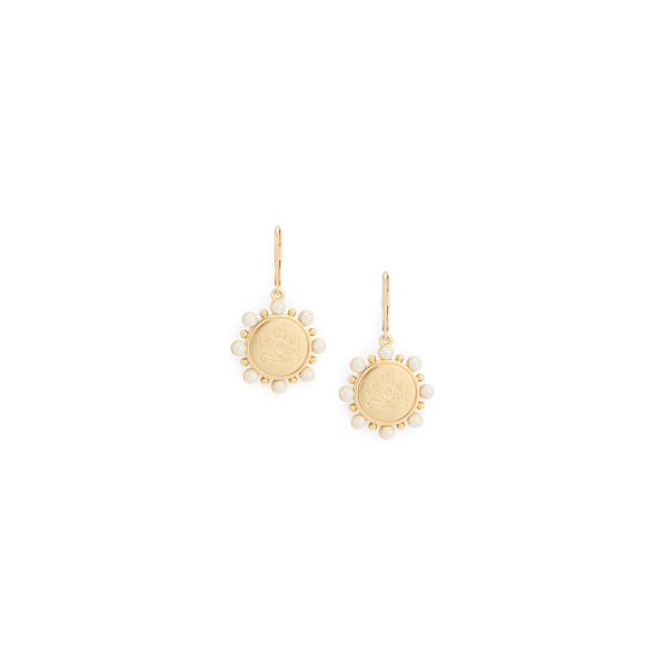 Gold-Plated Crest Charm Drop Earrings Lauren 1