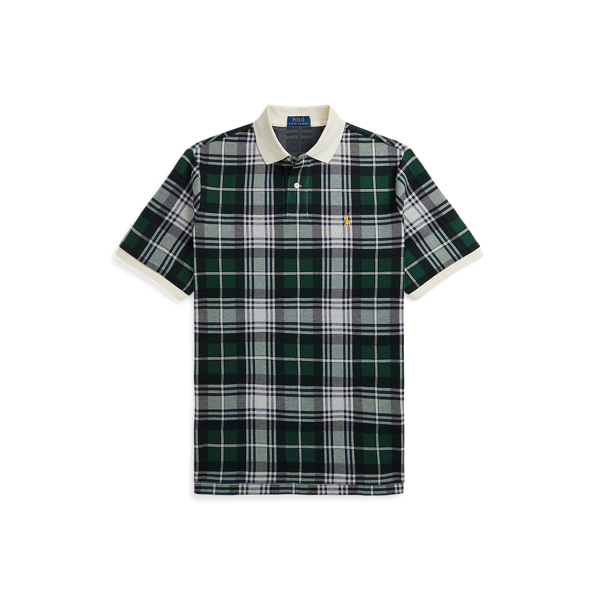 Classic Fit Plaid Mesh Polo Shirt