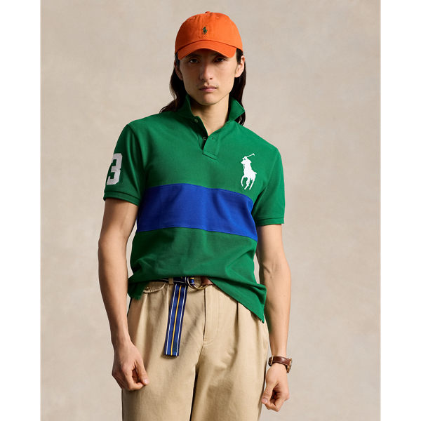 Custom Slim Fit Big Pony Mesh Polo Shirt