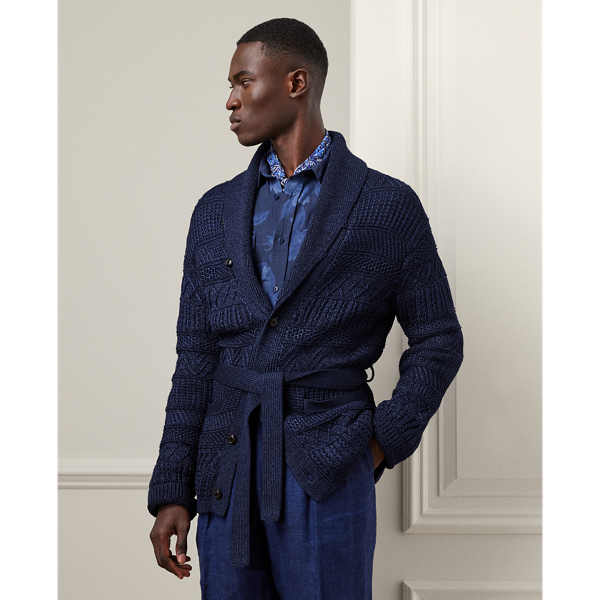 Textured Silk-Cotton Belted Cardigan for Men | Ralph Lauren® UK