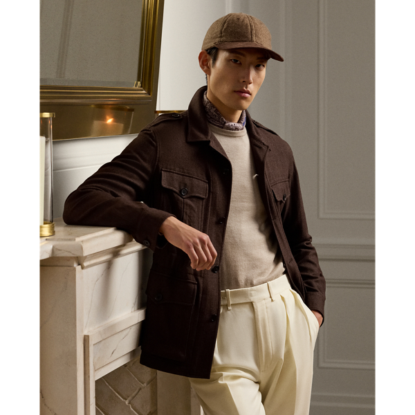 Hand-Tailored Wool-Blend Twill Jacket Purple Label 1