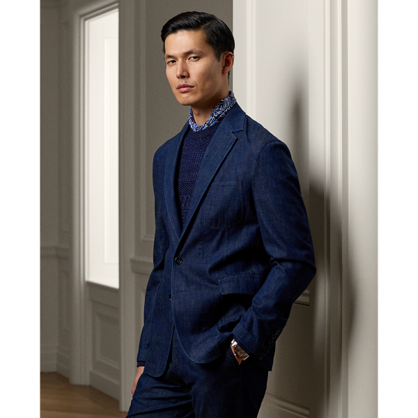 Navy Kent Hand-Tailored Denim Suit Jacket Purple Label 1